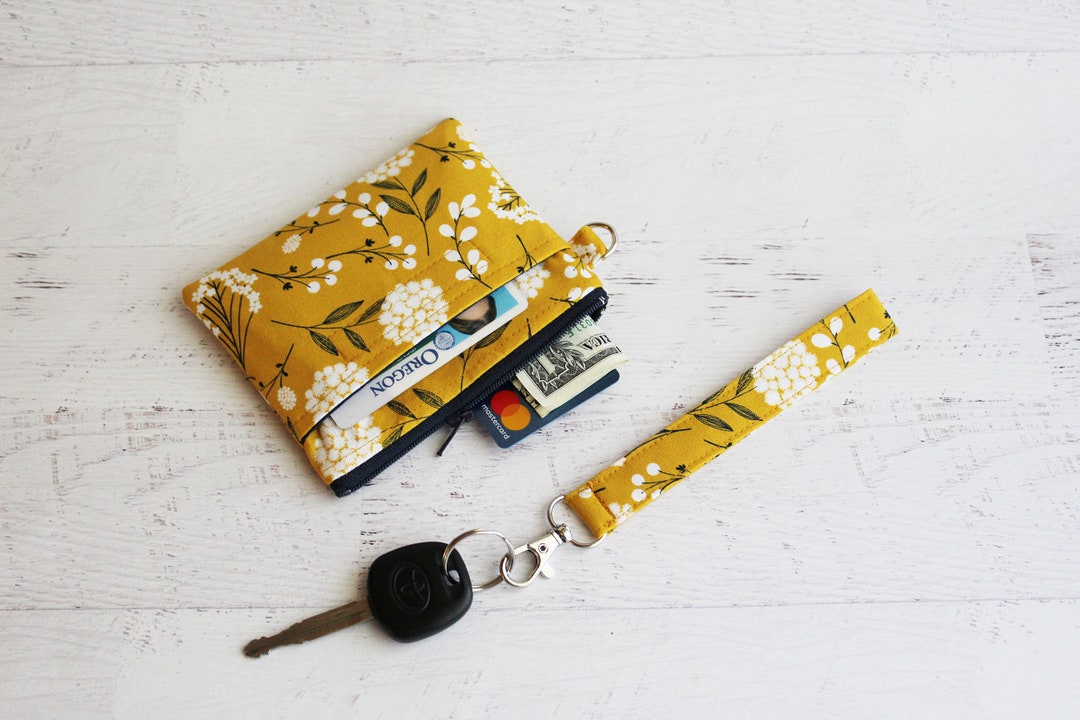 ID Holder Zipper Pouch - Small Wristlet Wallet - Floral Key Fob - Gifts ...
