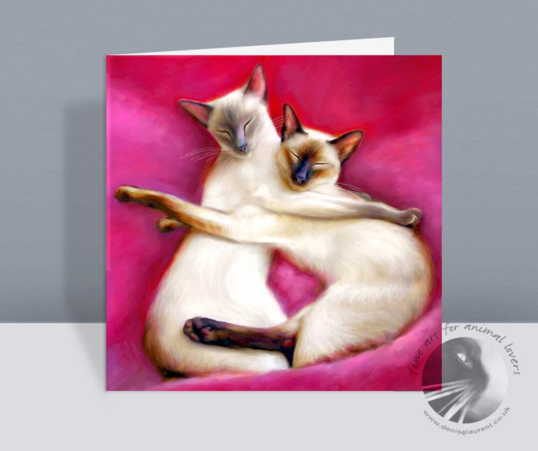 Siamese Cat Card - Cuddling Cats - Loving Cats - Anniversary - Wedding ...