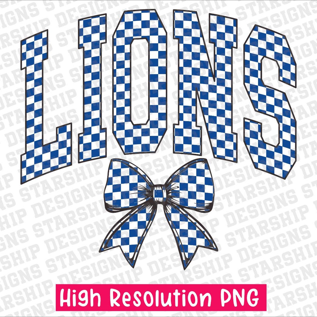 Lions Retro Checker Typography Distressed School Spirit PNG School ...