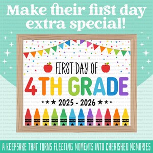 FIRST Day of Fourth Grade Sign, Digital Instant Download, Printable ...