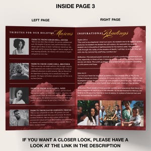 Red Funeral Memorial Program, 8 Pages, 8.5x11 Inch, Cloud Funeral ...