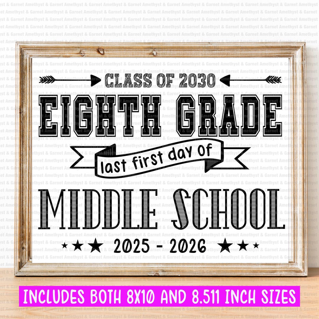 First Day of Eighth Grade Sign, Digital Instant Download, Printable ...