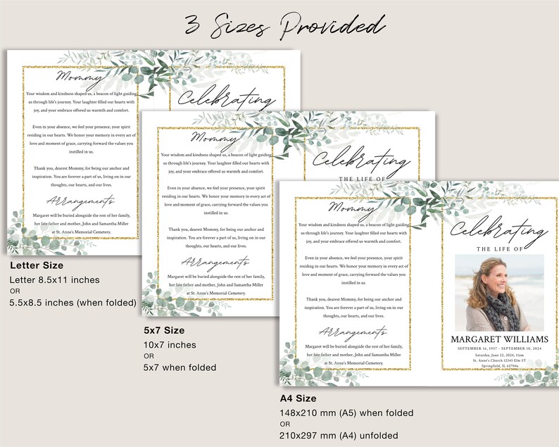 Funeral Program Template, Memorial Program Celebration of Life ...