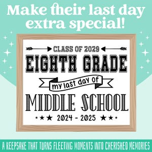 First Day of Eighth Grade Sign, Digital Instant Download, Printable Eighth 8th Grade Sign, 015 ...