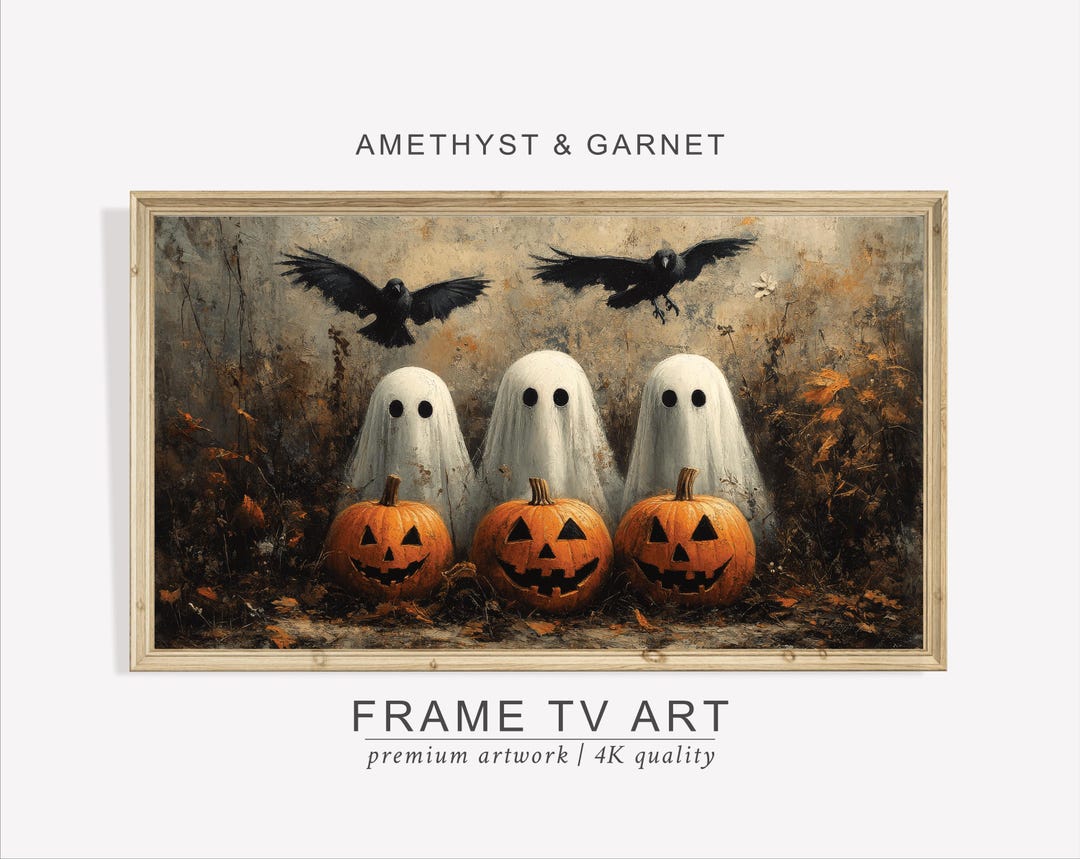 Halloween Frame Tv Art Cute Ghost Pumpkin Patch Ghost Halloween Art ...