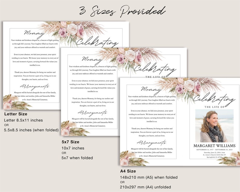 Funeral Program Template, Memorial Program Celebration of Life ...