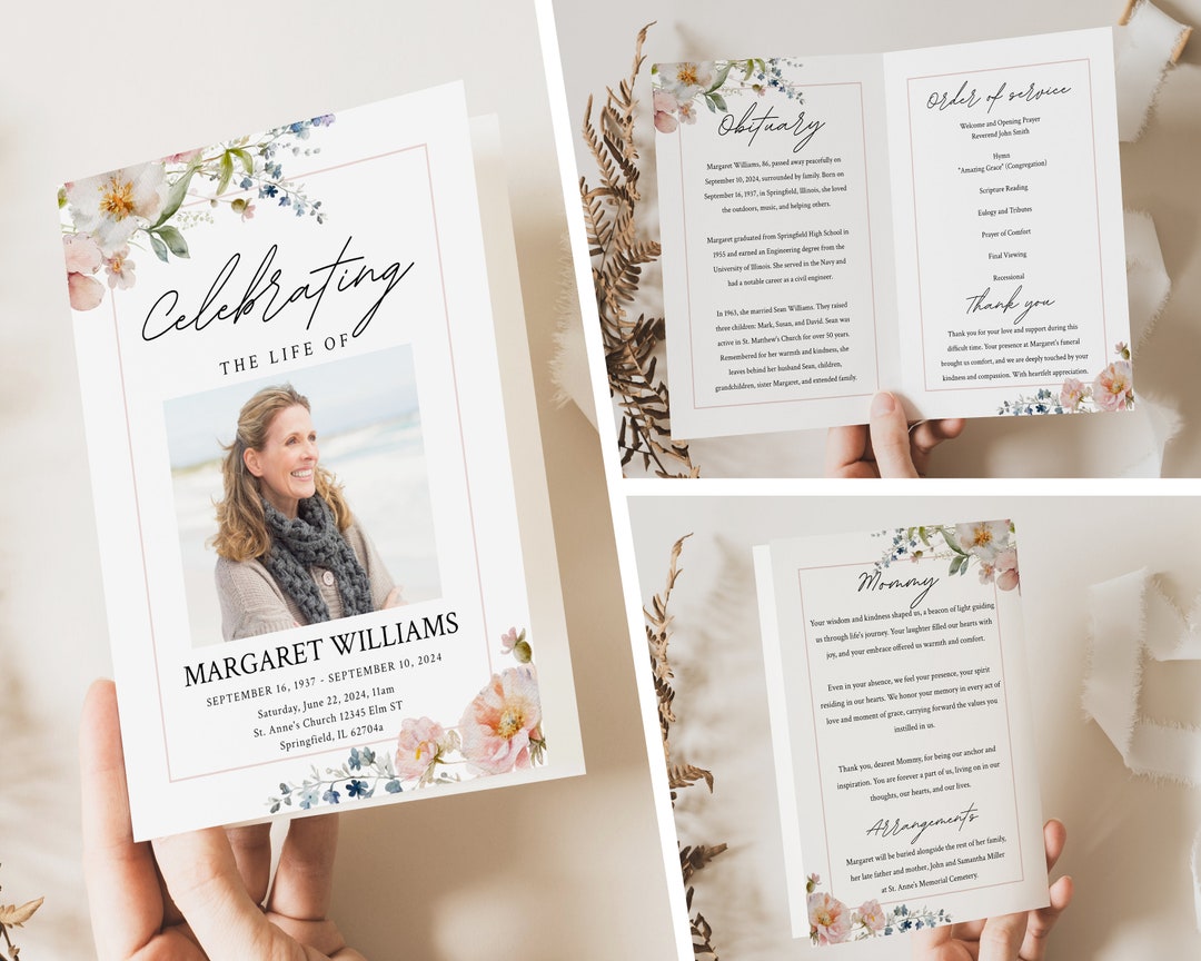 Funeral Program Template, Memorial Program Celebration of Life ...