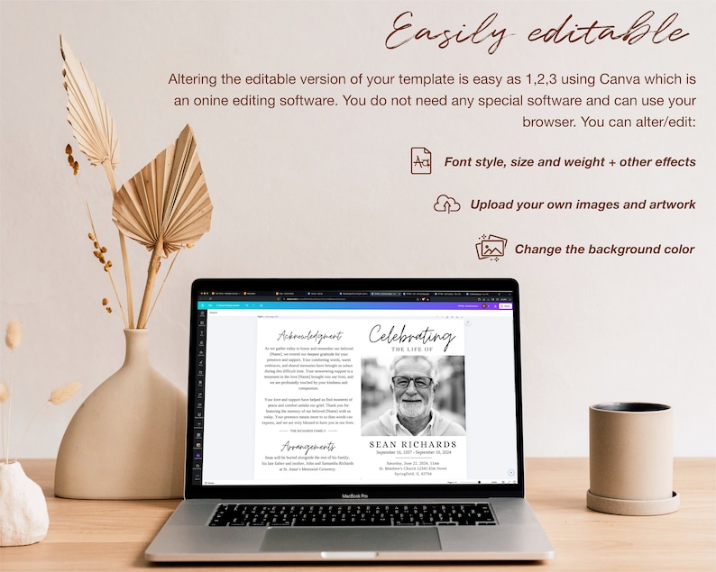 Funeral Memorial Program, 8 Pages, 8.5x11 Inch, Blue Cloud Funeral Program, Celebration of Life ...