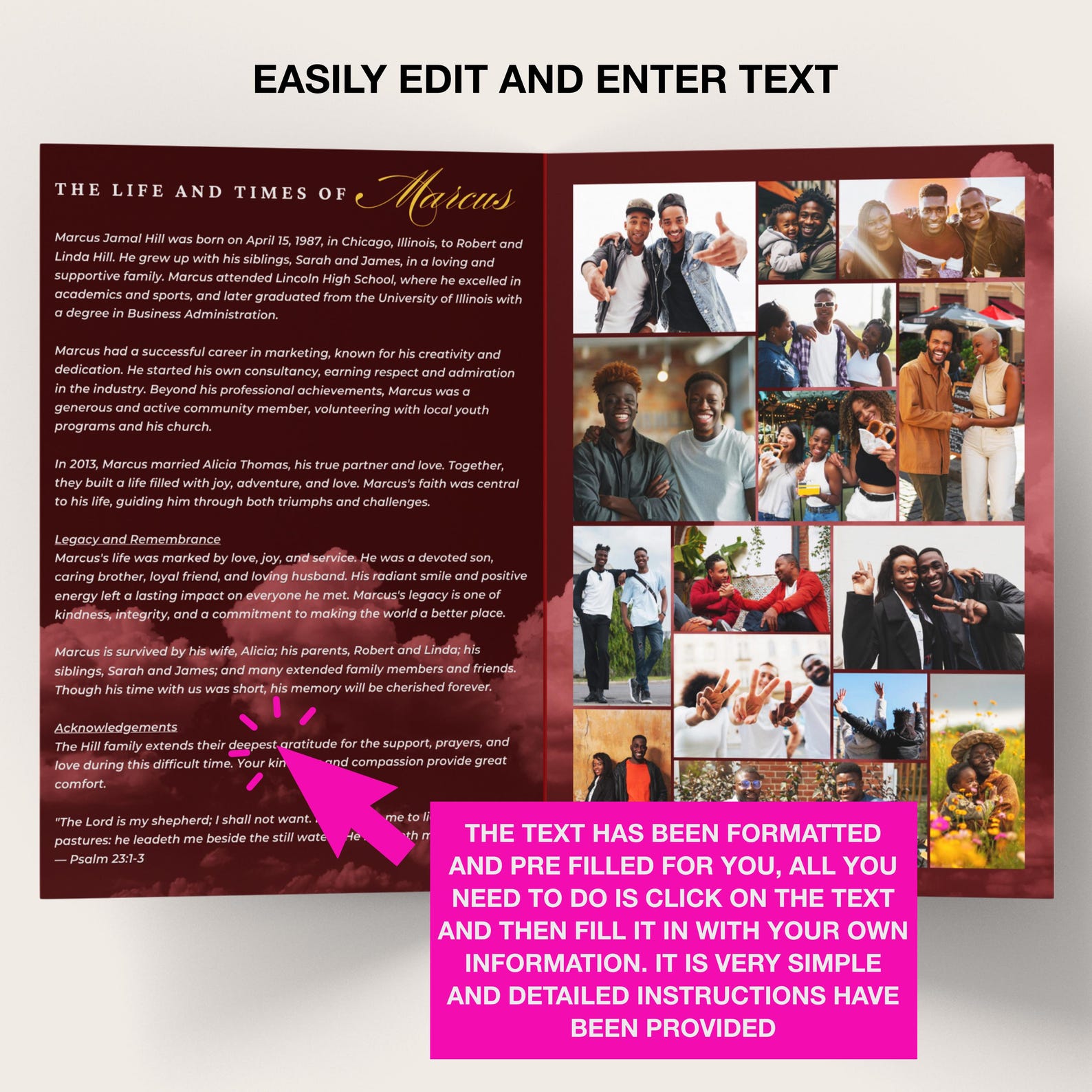 Red Funeral Memorial Program, 8 Pages, 8.5x11 Inch, Cloud Funeral ...