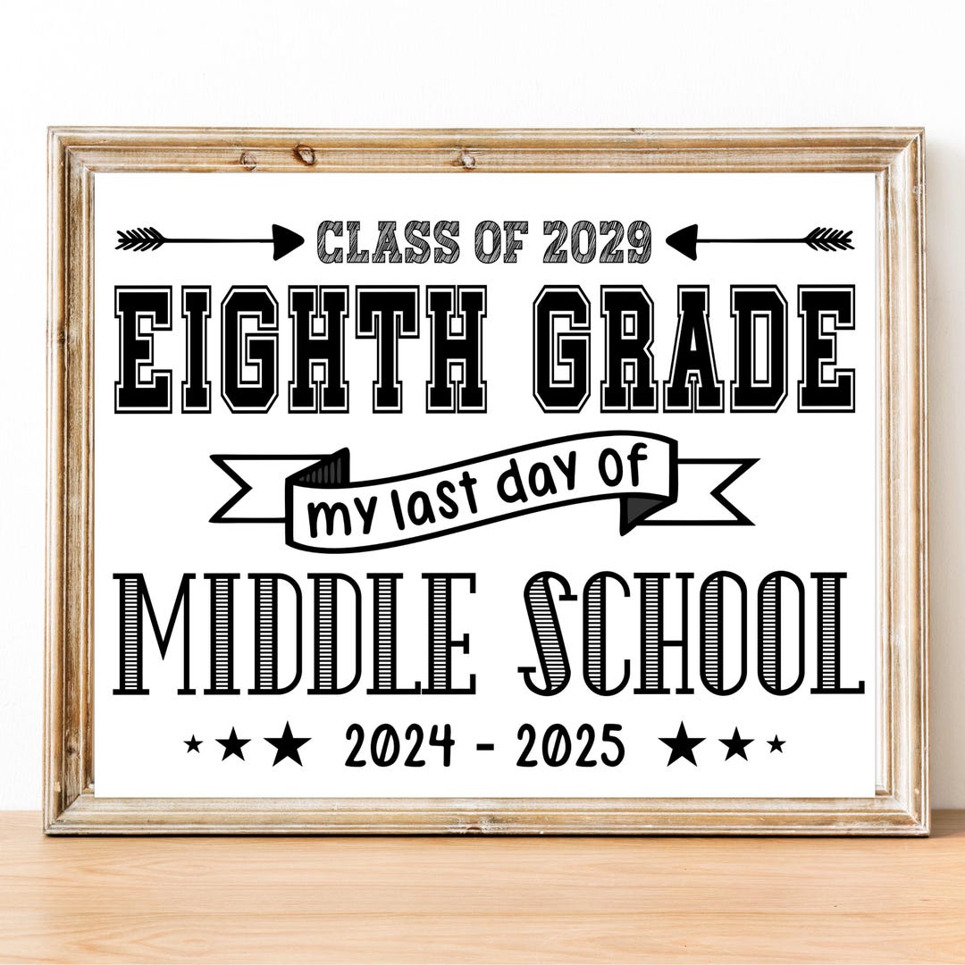 First Day of Eighth Grade Sign, Digital Instant Download, Printable Eighth 8th Grade Sign, 015 ...