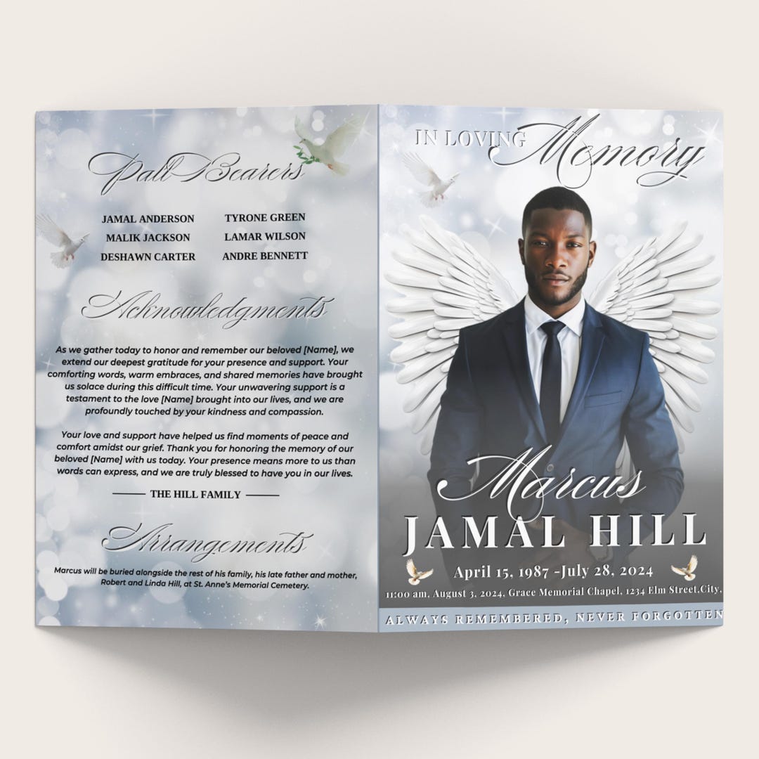Funeral Memorial Program White, 8 Pages, 8.5x11 Inch, Cloud Funeral ...