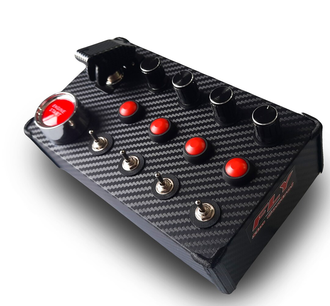 Simracing PC Button Box With Levers, 26 Functions, Illuminated Ignition Lever and Engine Start ...