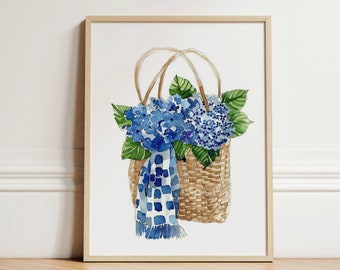 Blue Hydrangea Wall Art Coastal Granddaughter Print Grand Millenial ...