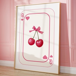 Coquette Room Decor Pink Bow Cherry Print Girly Coquette Poster Preppy ...