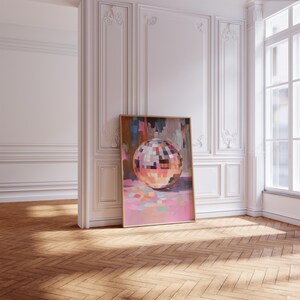 Pink Disco Ball Poster | Retro Mirrorball Poster | Groovy Mirror Ball ...