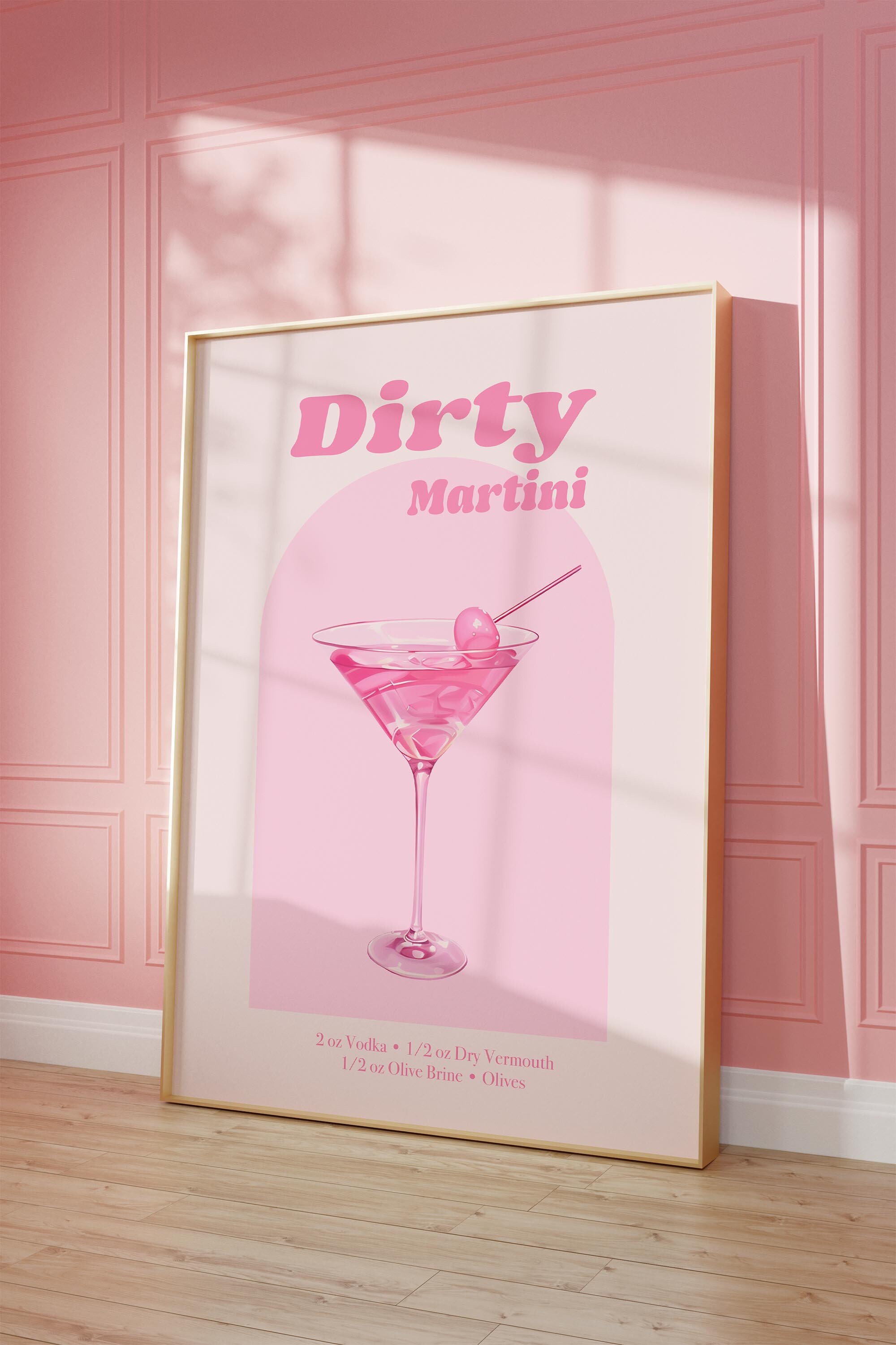 Pink Martini Poster Cocktail Poster Martini Wall Art Dirty Martini ...