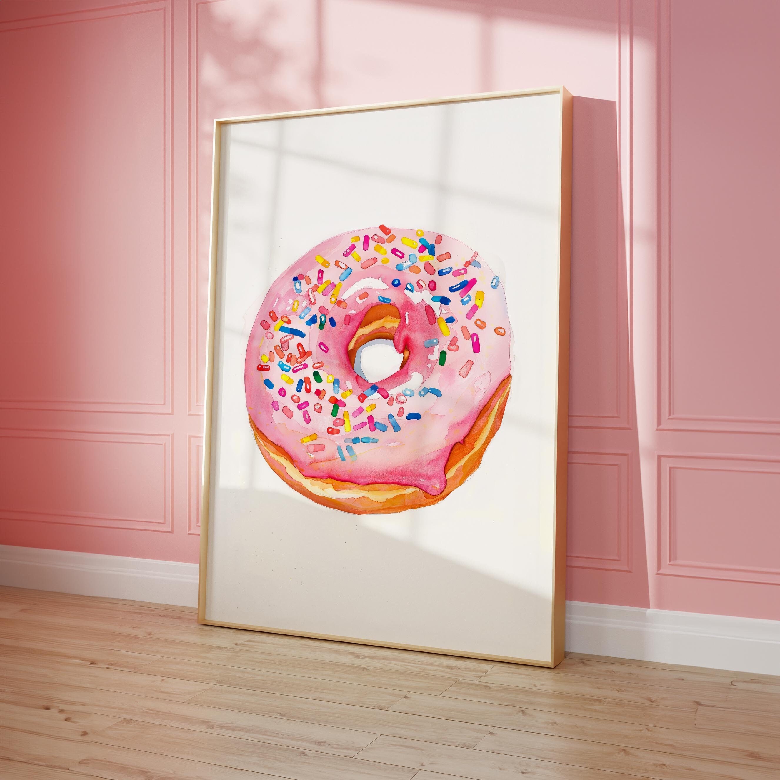 Donut Wall Art Donut Art Bakery Wall Art Dessert Wall Art Pink Donut ...