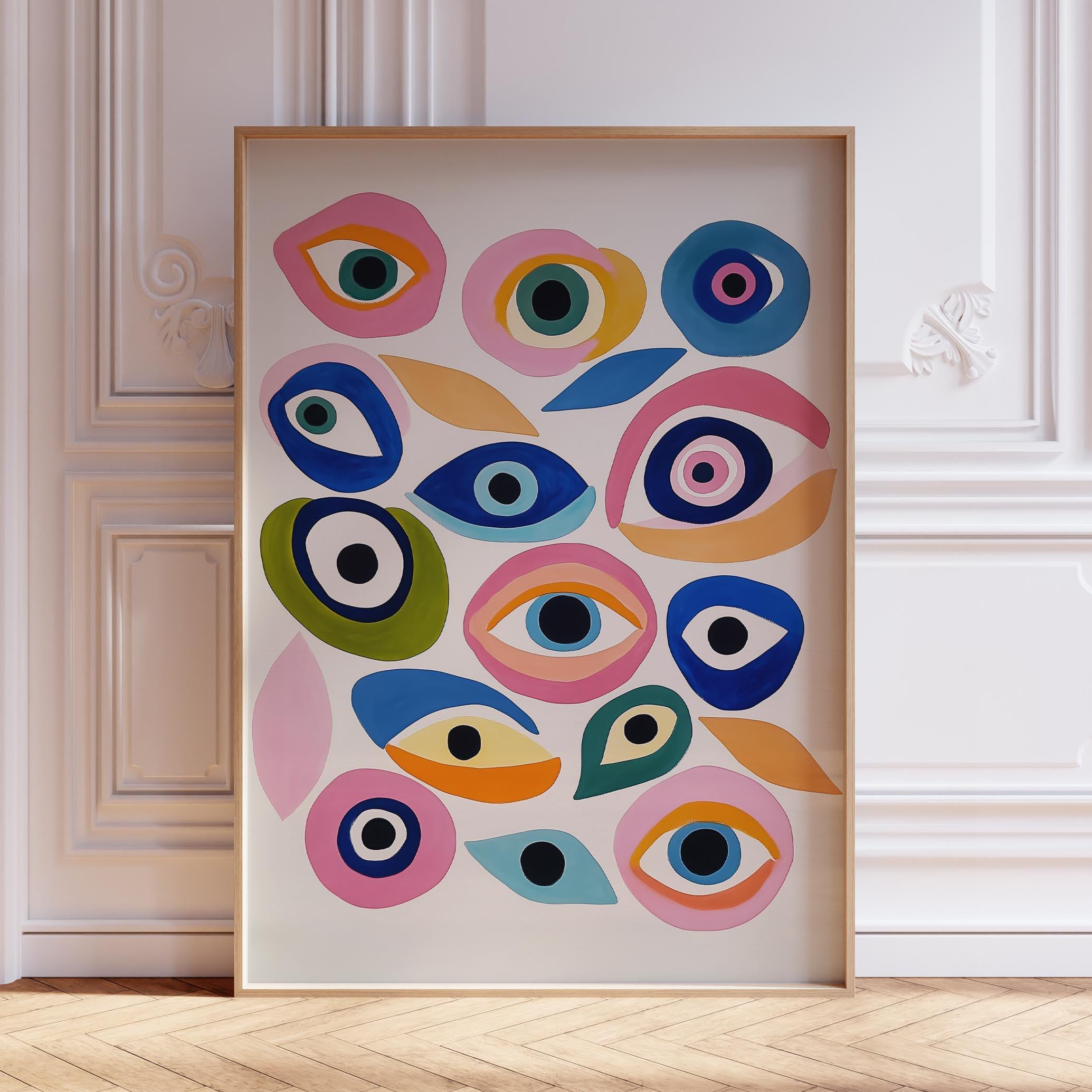 Abstract Evil Eye Wall Art Print | Trendy Evil Eye Poster | Watercolor ...