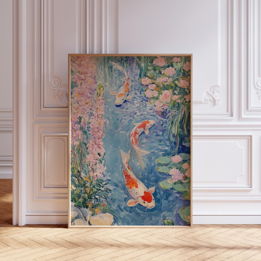 Koi Fish Wall Print Japanese Koi Poster Colorful Koi Fish Painting Koi ...