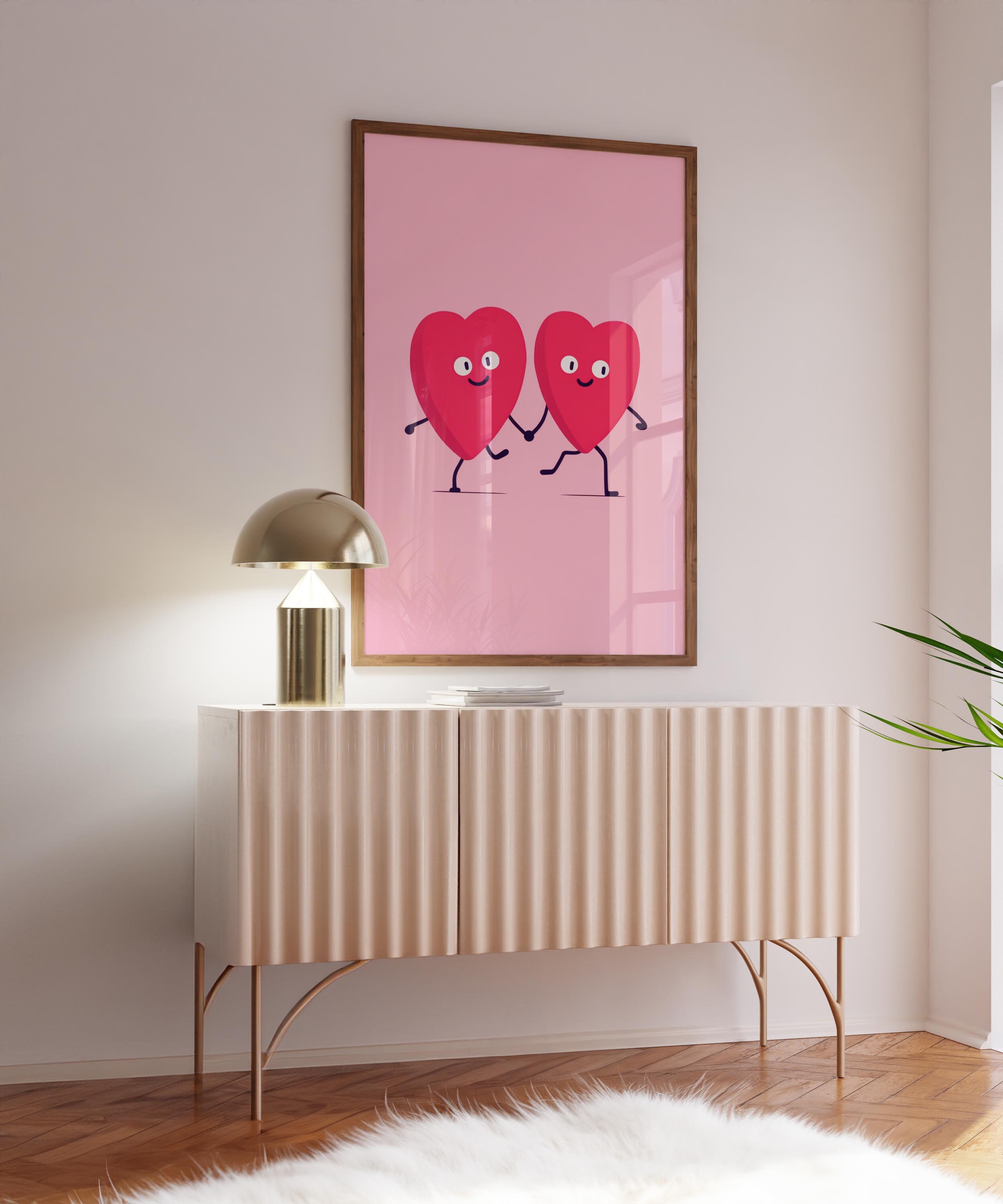 Cute Pink Heart Artwork Heart Picture Retro Heart Poster Pink Heart ...