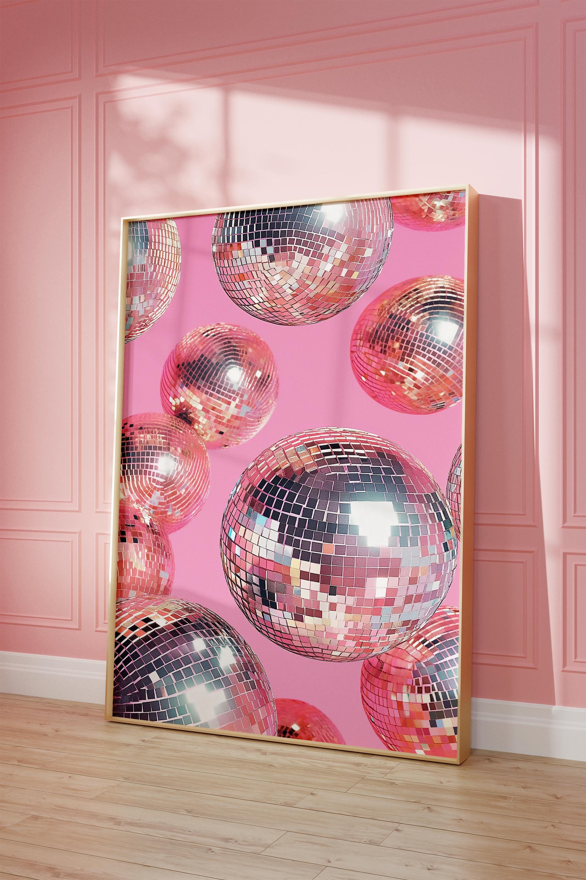 Pink Mirrorball Poster Disco Ball Decor Retro Disco Ball Print Groovy ...