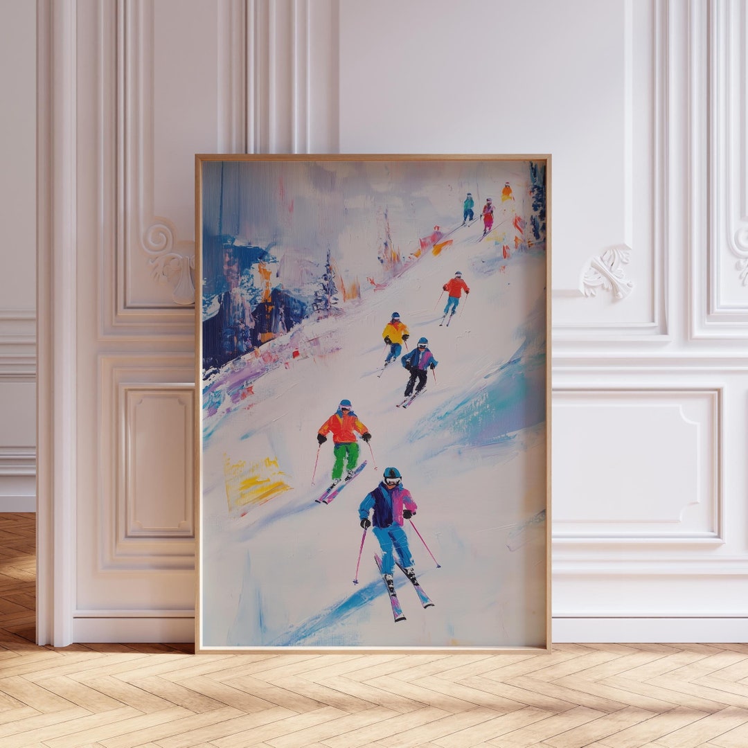 DIGITAL DOWNLOAD | Retro Ski Poster | Vintage Ski Poster | Blue Ski ...