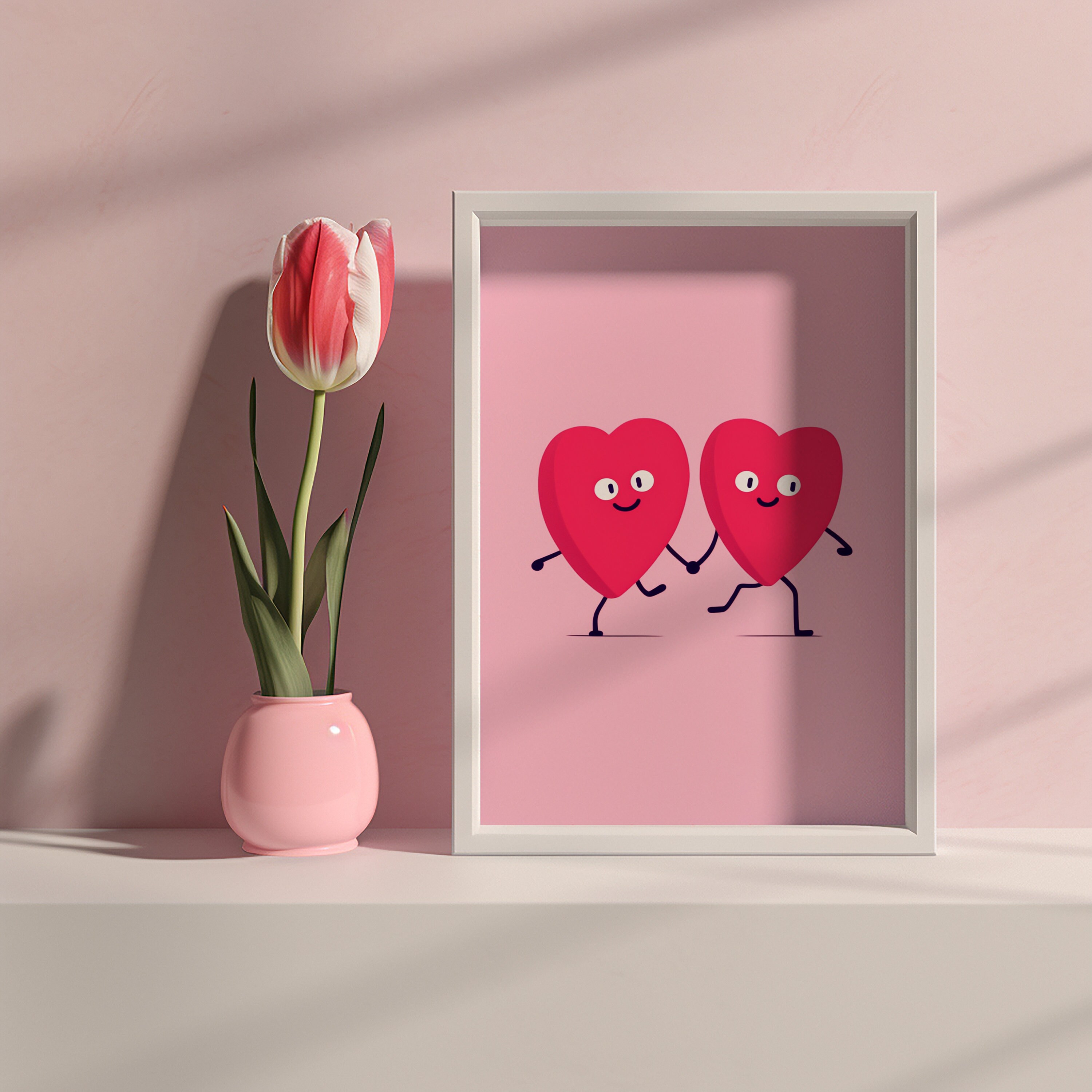 Cute Pink Heart Artwork Heart Picture Retro Heart Poster Pink Heart ...