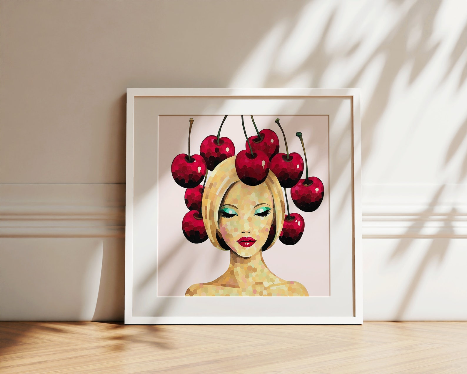 Pink Cherry Poster Cherry Art Print Cherry Print Cherry Decor Cherry ...
