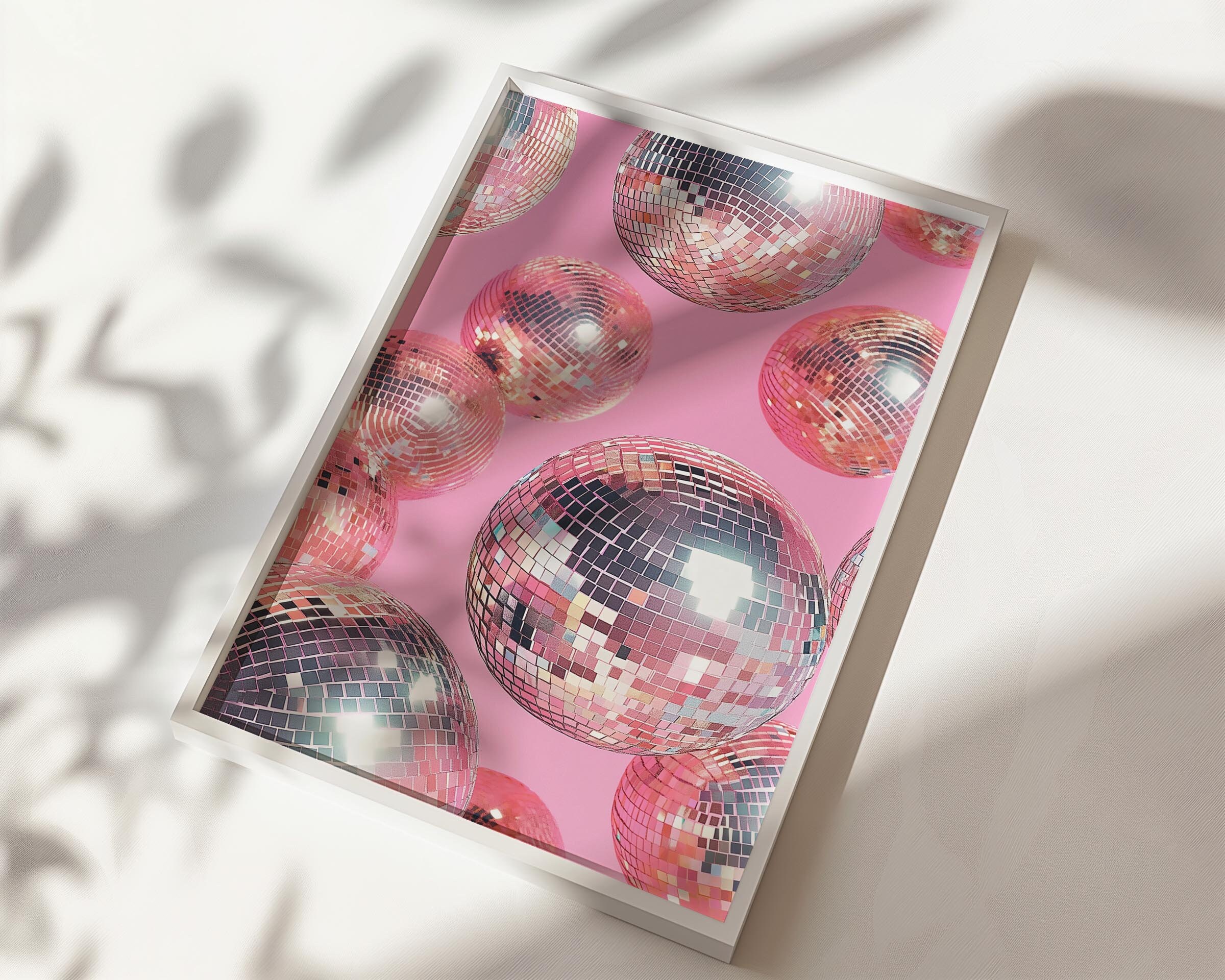 Pink Mirrorball Poster Disco Ball Decor Retro Disco Ball Print Groovy ...