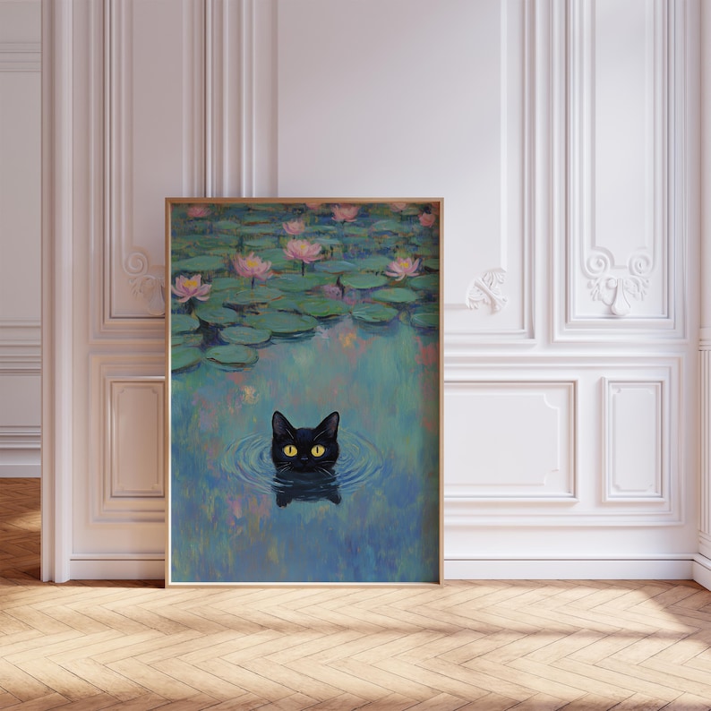 Cat Impressionist Painting | Inspired by Claude Monet Waterlily Cat ...