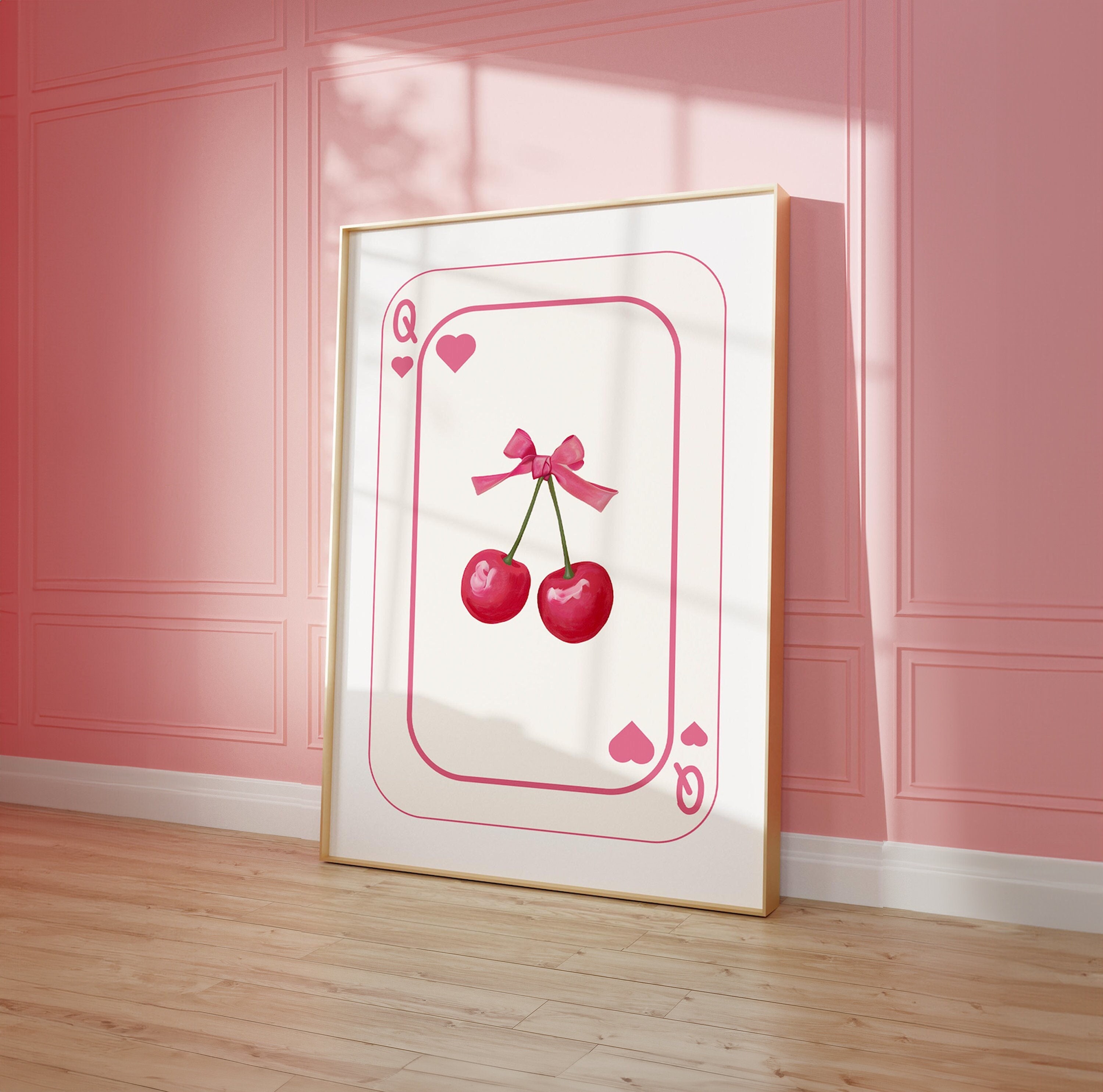 Coquette Room Decor Pink Bow Cherry Print Girly Coquette Poster Preppy ...
