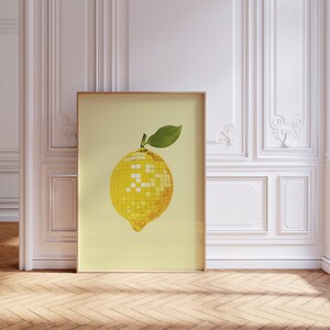 Lemon Disco Ball Print | Yellow Kitchen Poster | Fruit Disco Ball ...