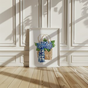 DIGITAL DOWNLOAD | Blue Hydrangea Wall Art | Preppy Blue Coastal ...