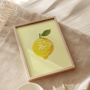 Lemon Disco Ball Print | Yellow Kitchen Poster | Fruit Disco Ball ...