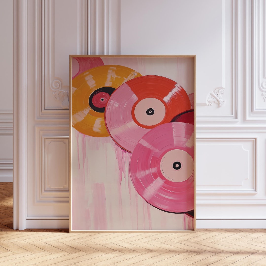 Pink Vinyl Record Poster | Retro Record Print | Vintage Vinyl Record ...