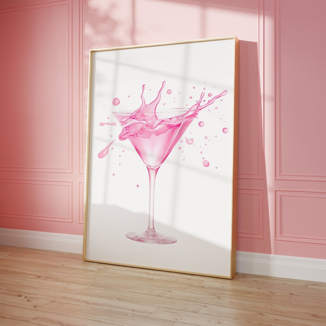 DIGITAL DOWNLOAD | Splashing Pink Dink Print | Pink Cocktail Print ...