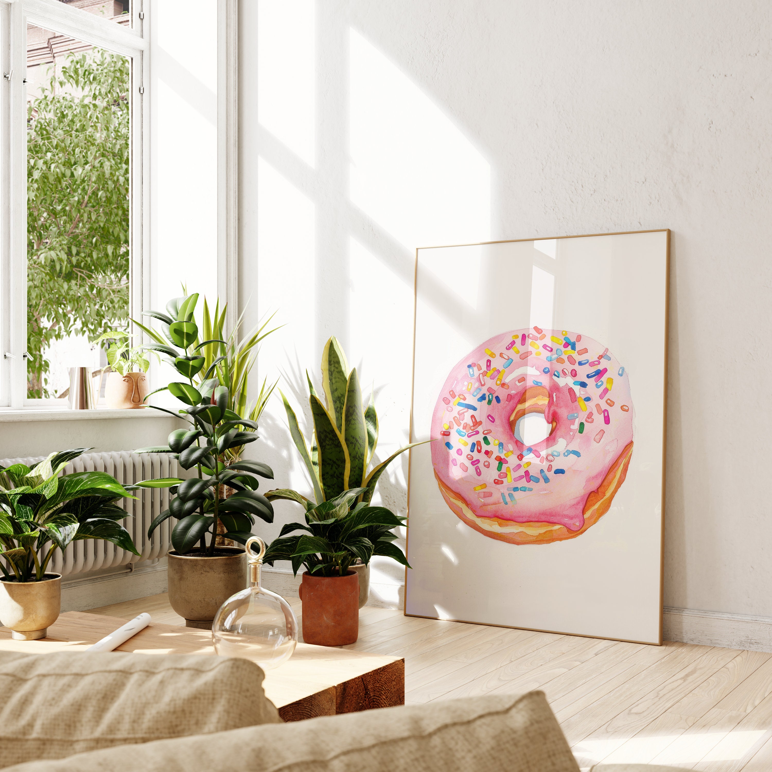 Donut Wall Art Donut Art Bakery Wall Art Dessert Wall Art Pink Donut ...