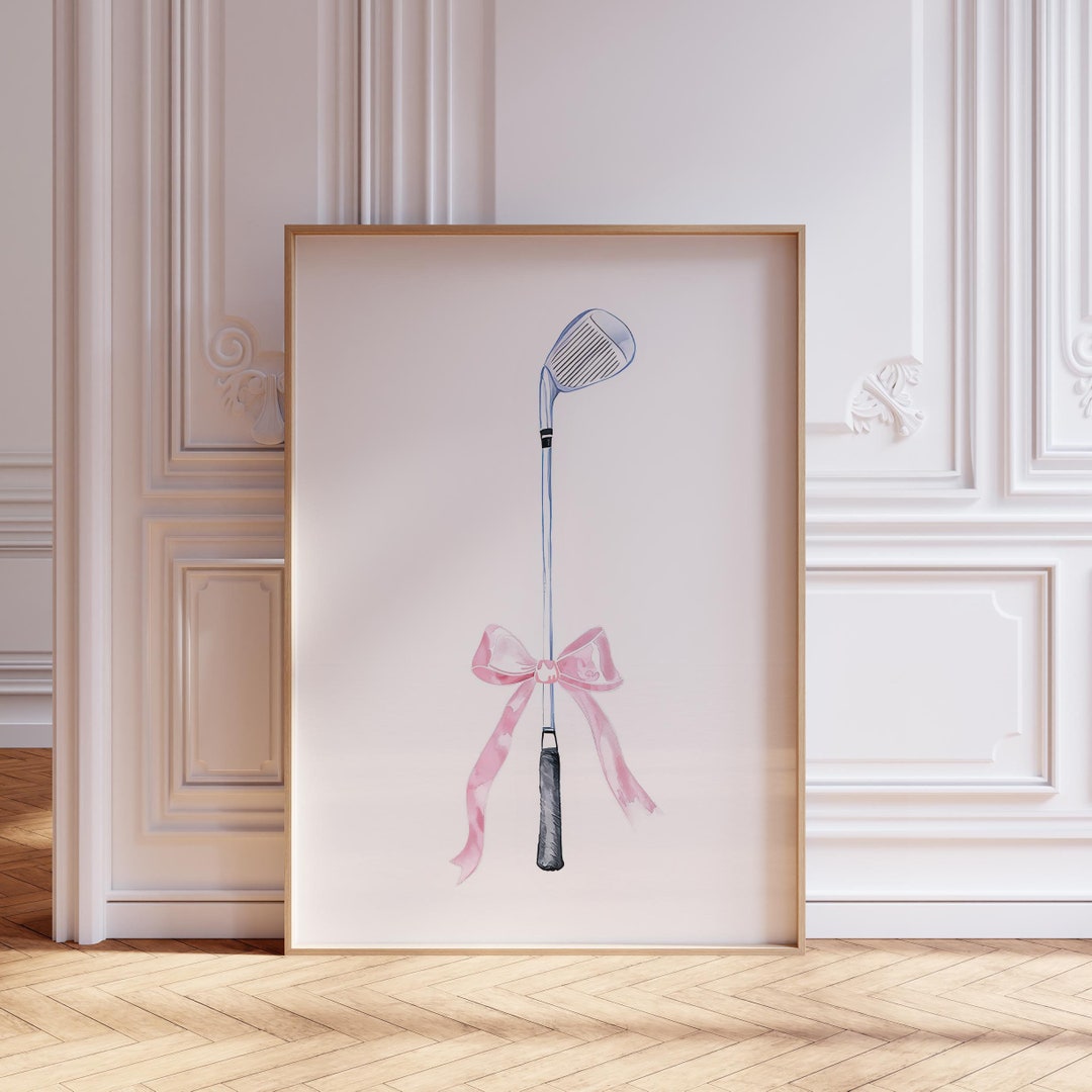 DIGITAL DOWNLOAD | Pink Bow Golf Print | Bow Golf Poster | Watercolor ...