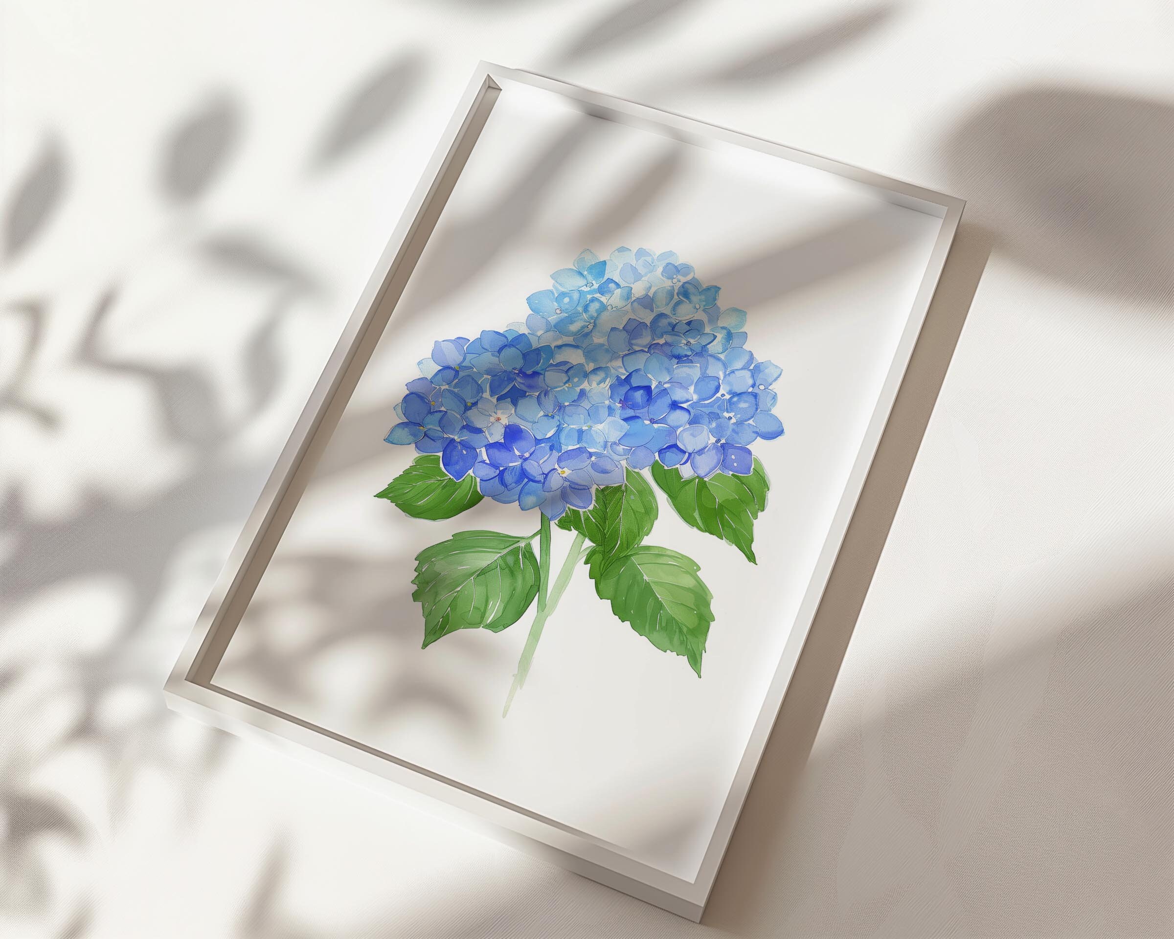 DIGITAL DOWNLOAD Blue Hydrangea Digital Print Botanical Watercolor ...