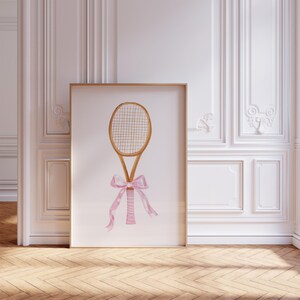 Tennis Racket With Bow Print | Coquette Sports Poster | Tennis Pink ...