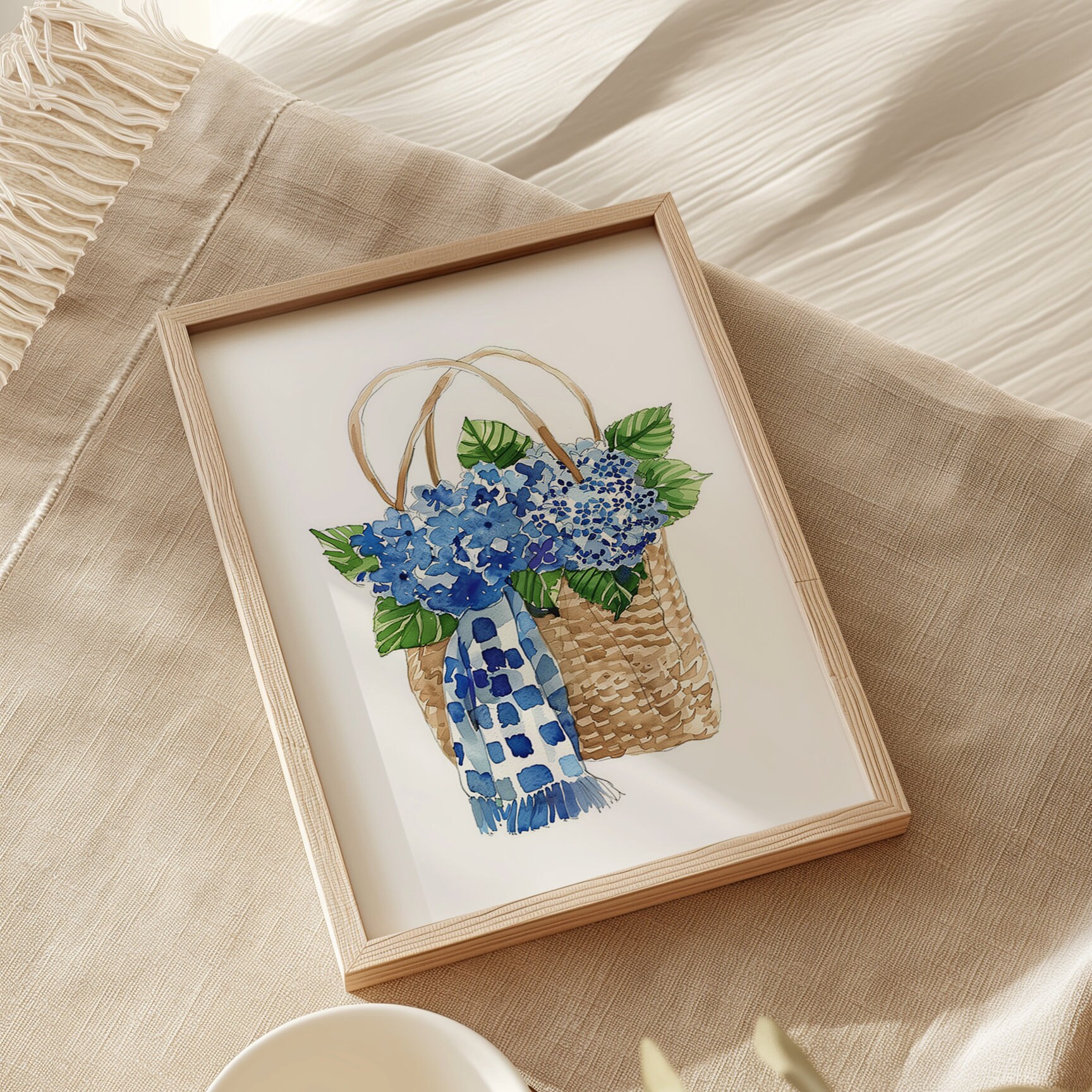 DIGITAL DOWNLOAD Blue Hydrangea Wall Art Preppy Blue Coastal ...