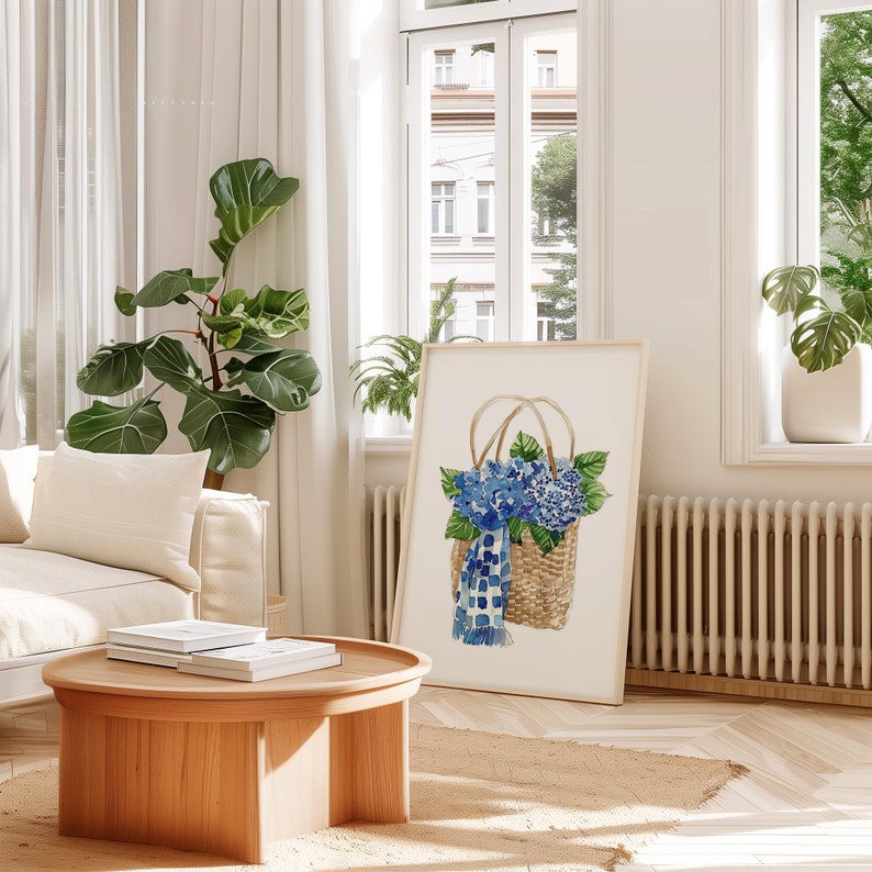 Blue Hydrangea Wall Art Coastal Granddaughter Print Grand Millenial ...