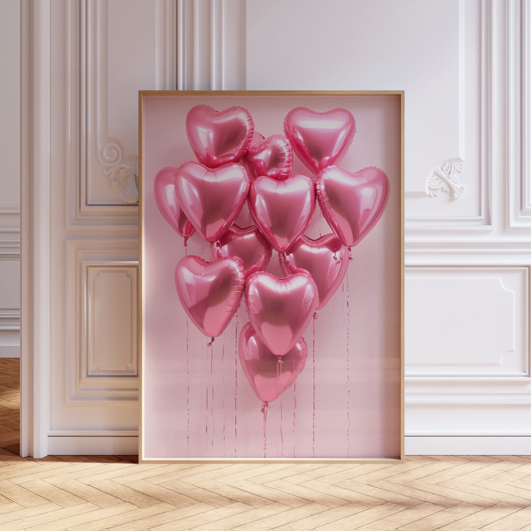 DIGITAL DOWNLOAD | Light Pink Heart Print | Light Pink Wall Art | Retro ...