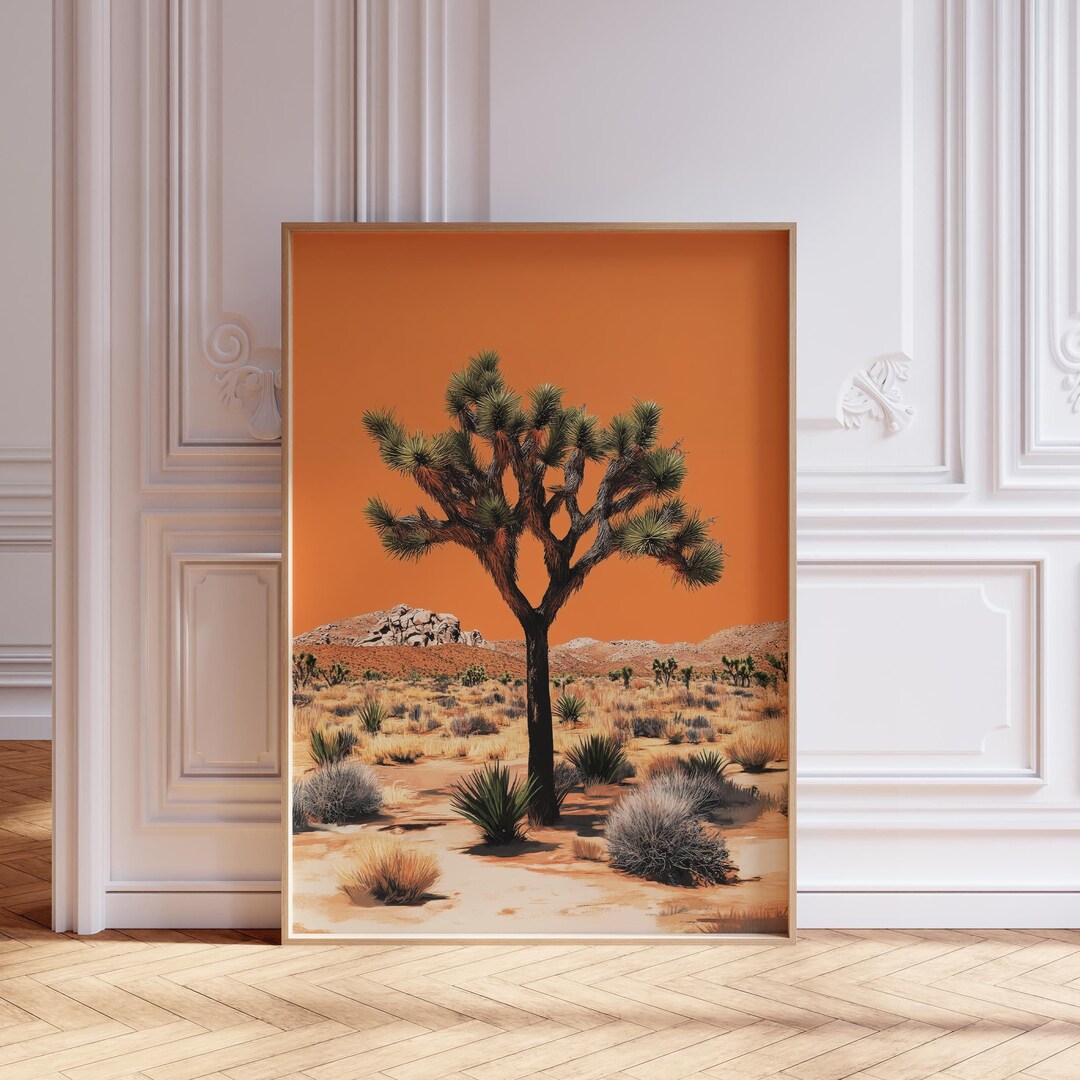 Retro Joshua Tree Print | Joshua Tree Landscape Print | Joshua Tree ...