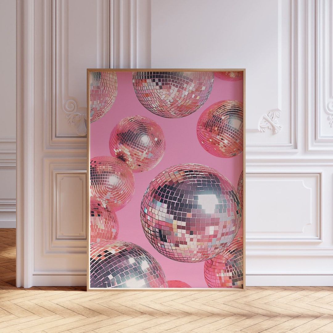 Pink Mirrorball Poster | Disco Ball Decor | Retro Disco Ball Print ...
