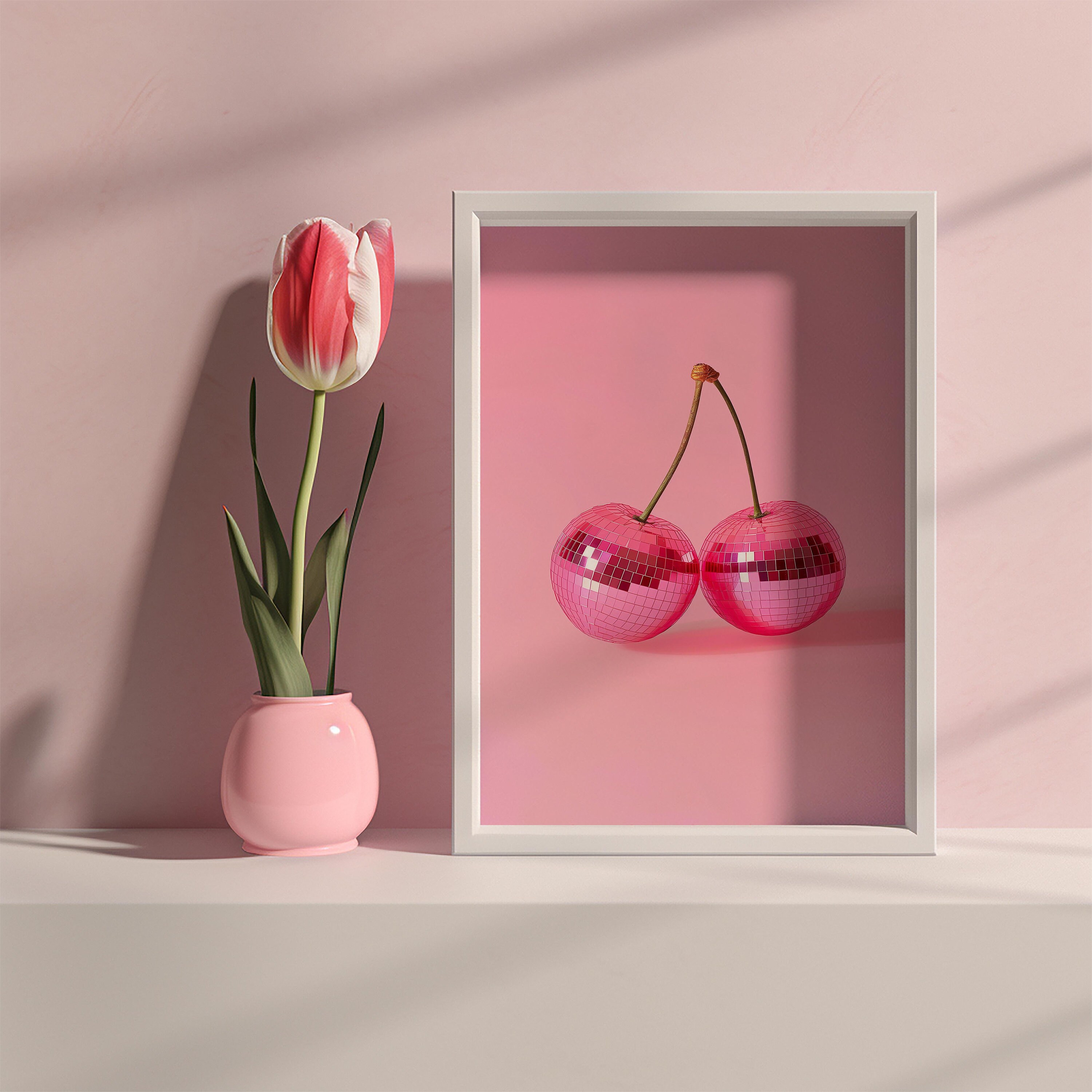 Pink Mirrorball Poster Disco Ball Print Retro Disco Ball Decor Groovy ...