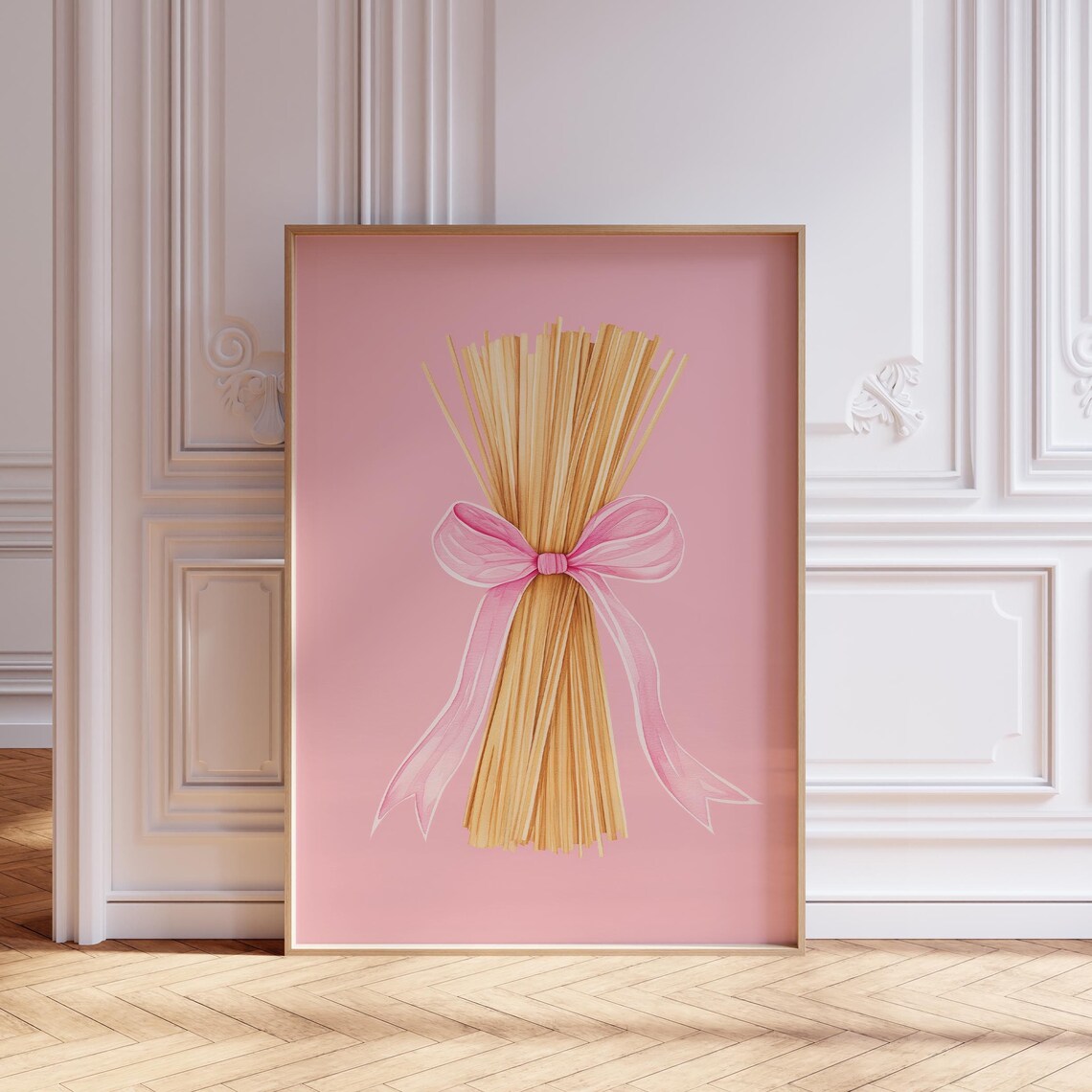 Spaghetti Print Pasta Print Pasta Wall Art Girly Kitchen Poster Pink ...