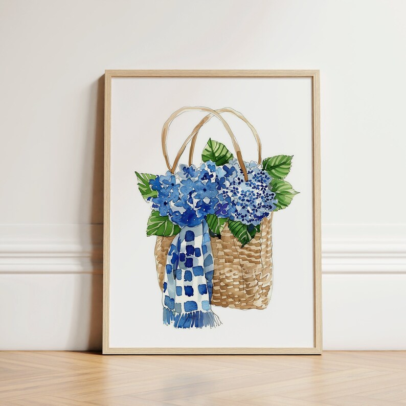 Blue Hydrangea Wall Art Coastal Granddaughter Print Grand Millenial ...