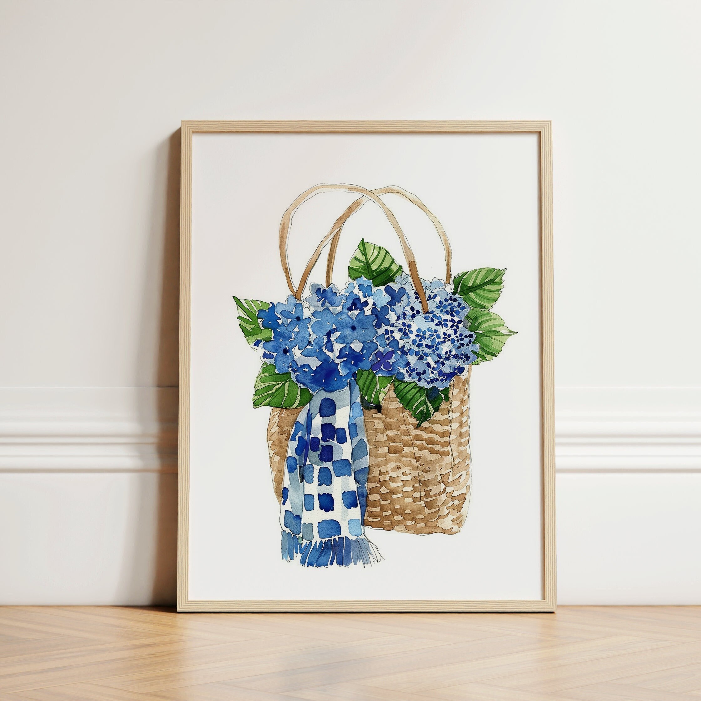 Blue Hydrangea Wall Art Coastal Granddaughter Print Grand Millenial ...
