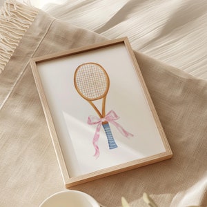 Tennis Racket With Bow Print | Coquette Sports Poster | Tennis Pink ...
